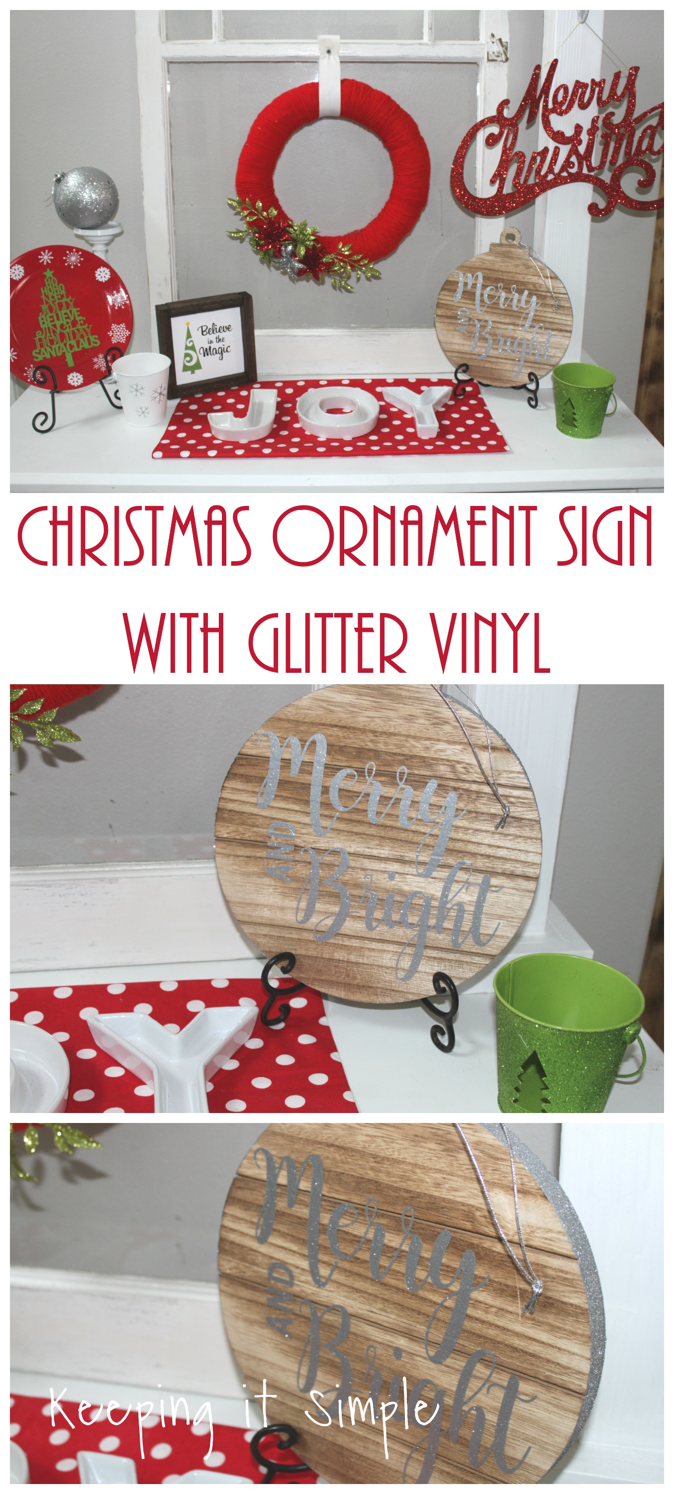 Christmas Sign with Glitter Vinyl - Keeping it Simple