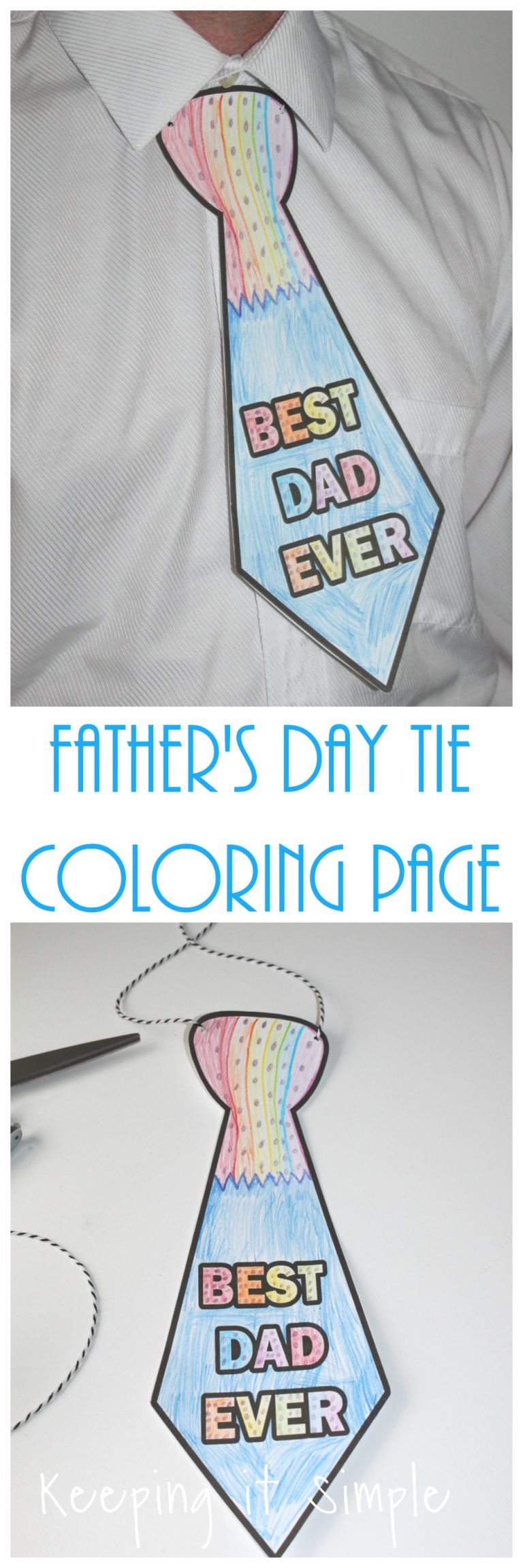 Father’s Day Tie Coloring Page Printable - Keeping it Simple