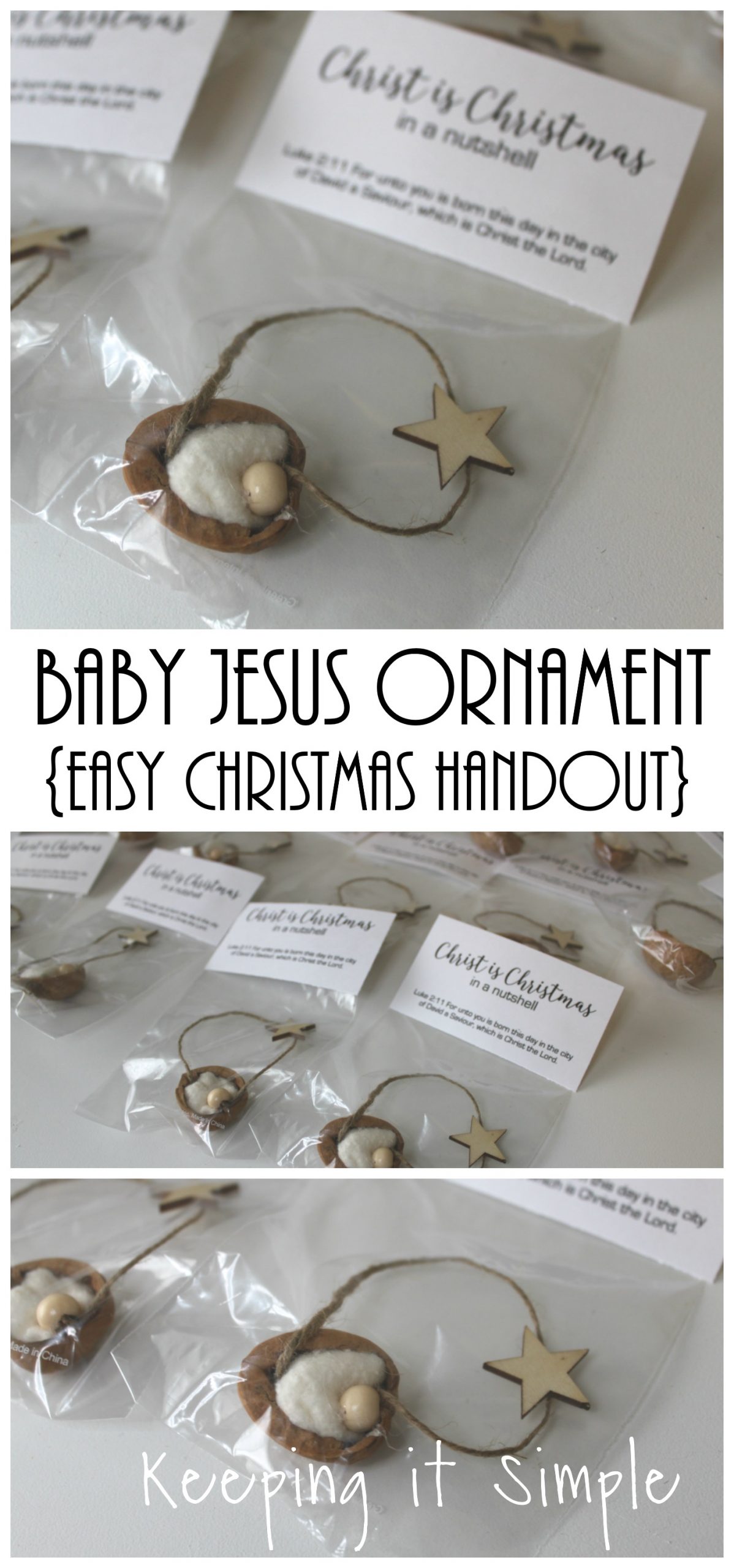 Baby Jesus Walnut Ornament- Easy Christmas Handout - Keeping it Simple
