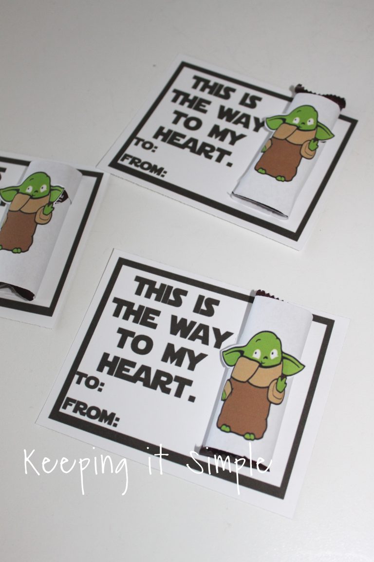 Baby Yoda Valentines with Free Printable - Keeping it Simple