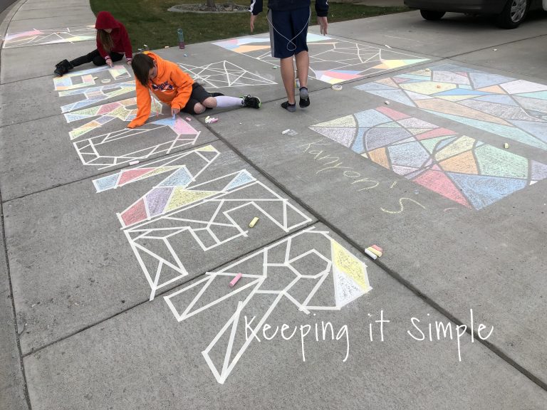 Sidewalk Chalk Mosaic Art with Words and Shapes - Keeping it Simple