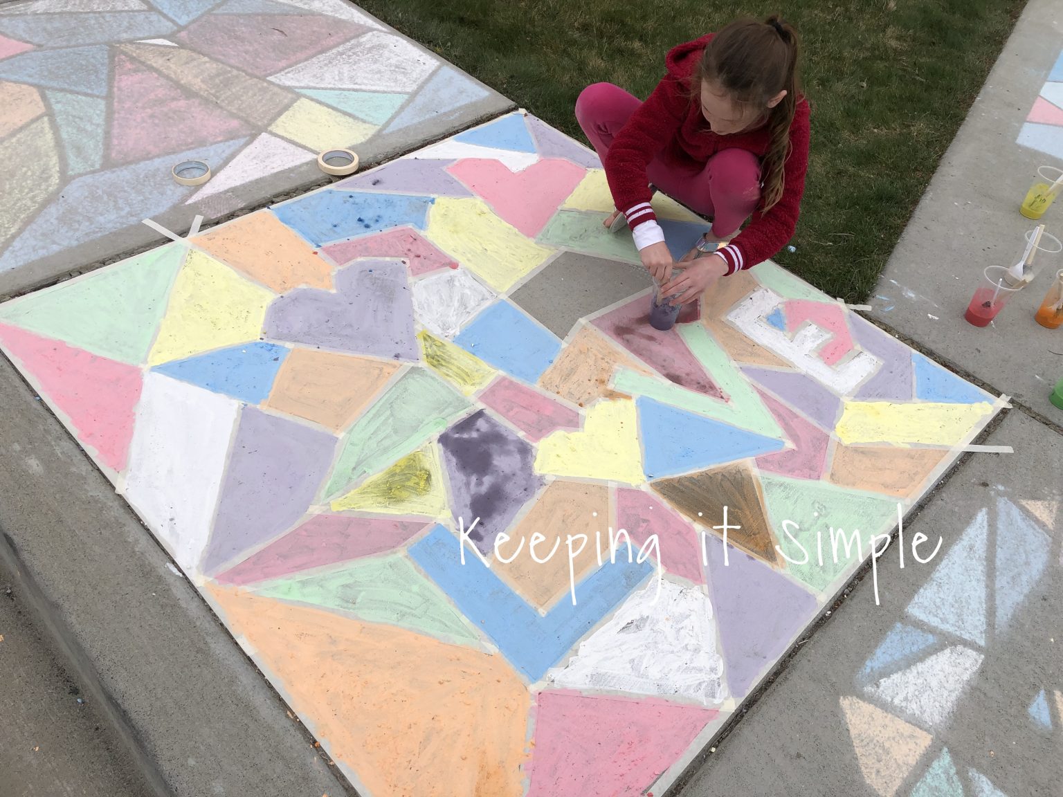 Sidewalk Chalk Mosaic Art with Words and Shapes - Keeping it Simple