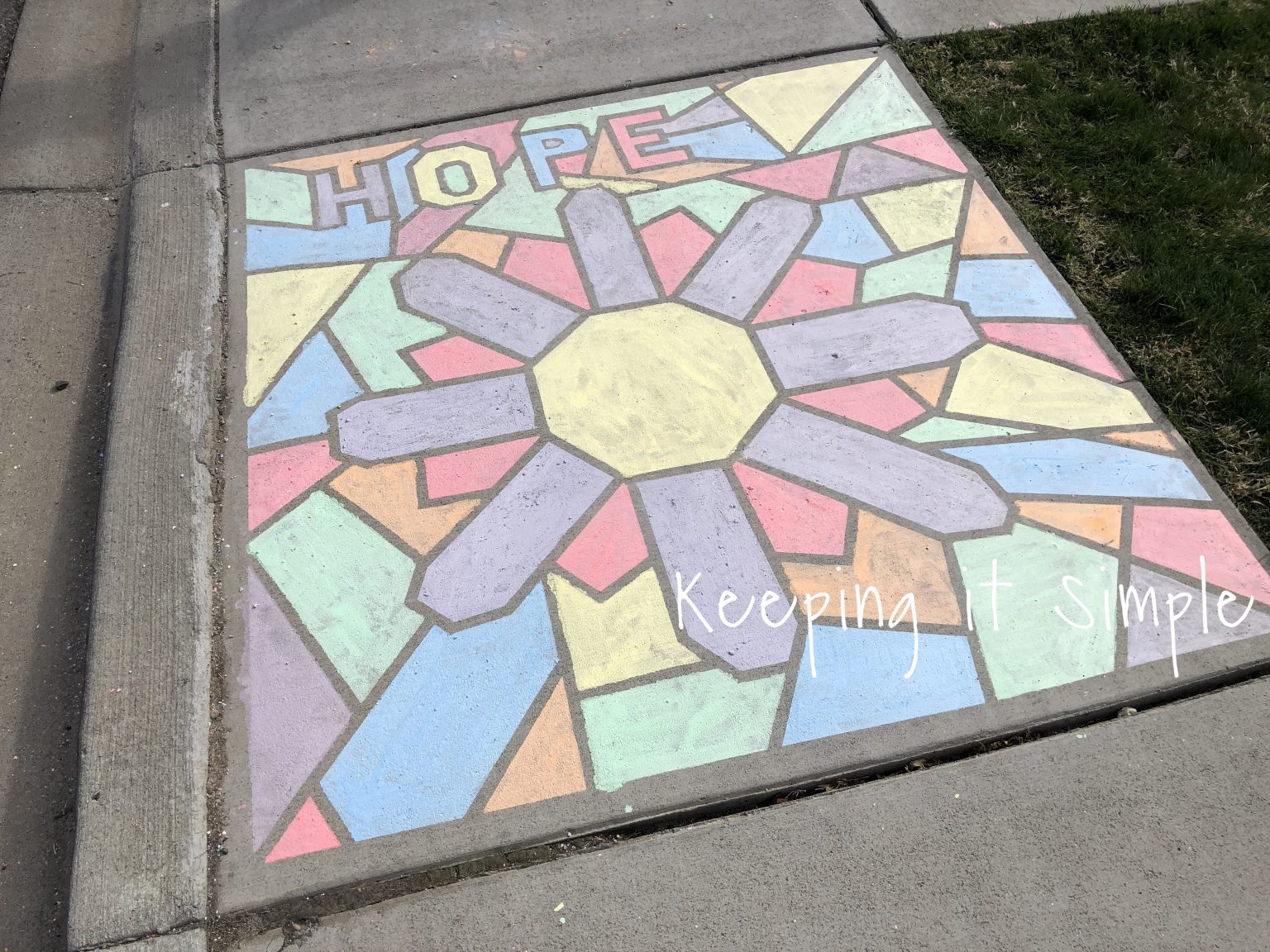 Sidewalk Chalk Mosaic Art with Words and Shapes - Keeping it Simple