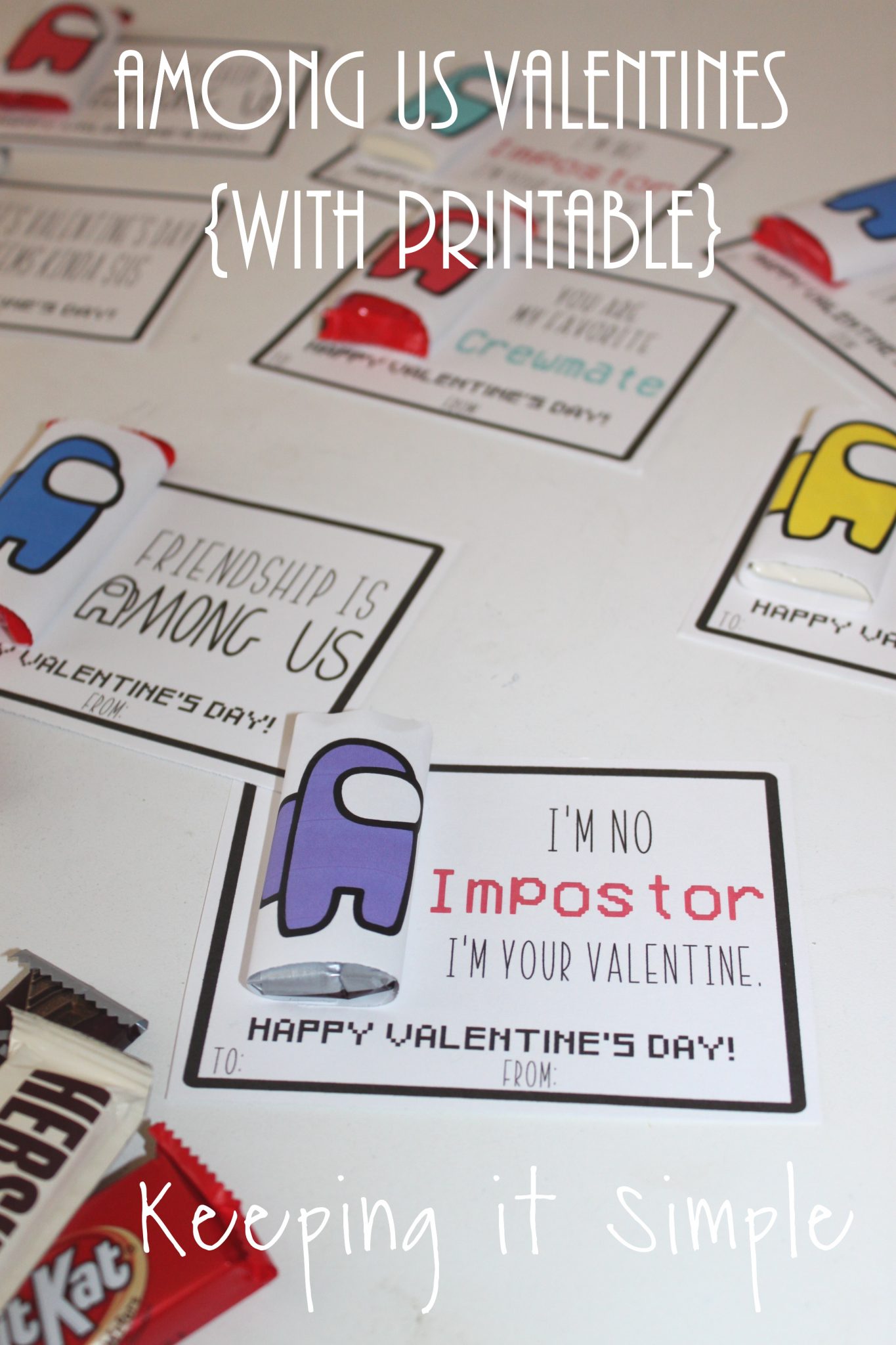 Among Us Valentines with Printable - Keeping it Simple