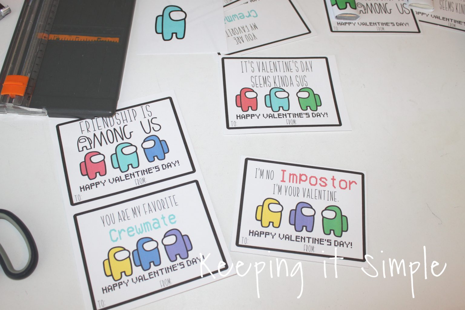 Among Us Valentines with Printable - Keeping it Simple