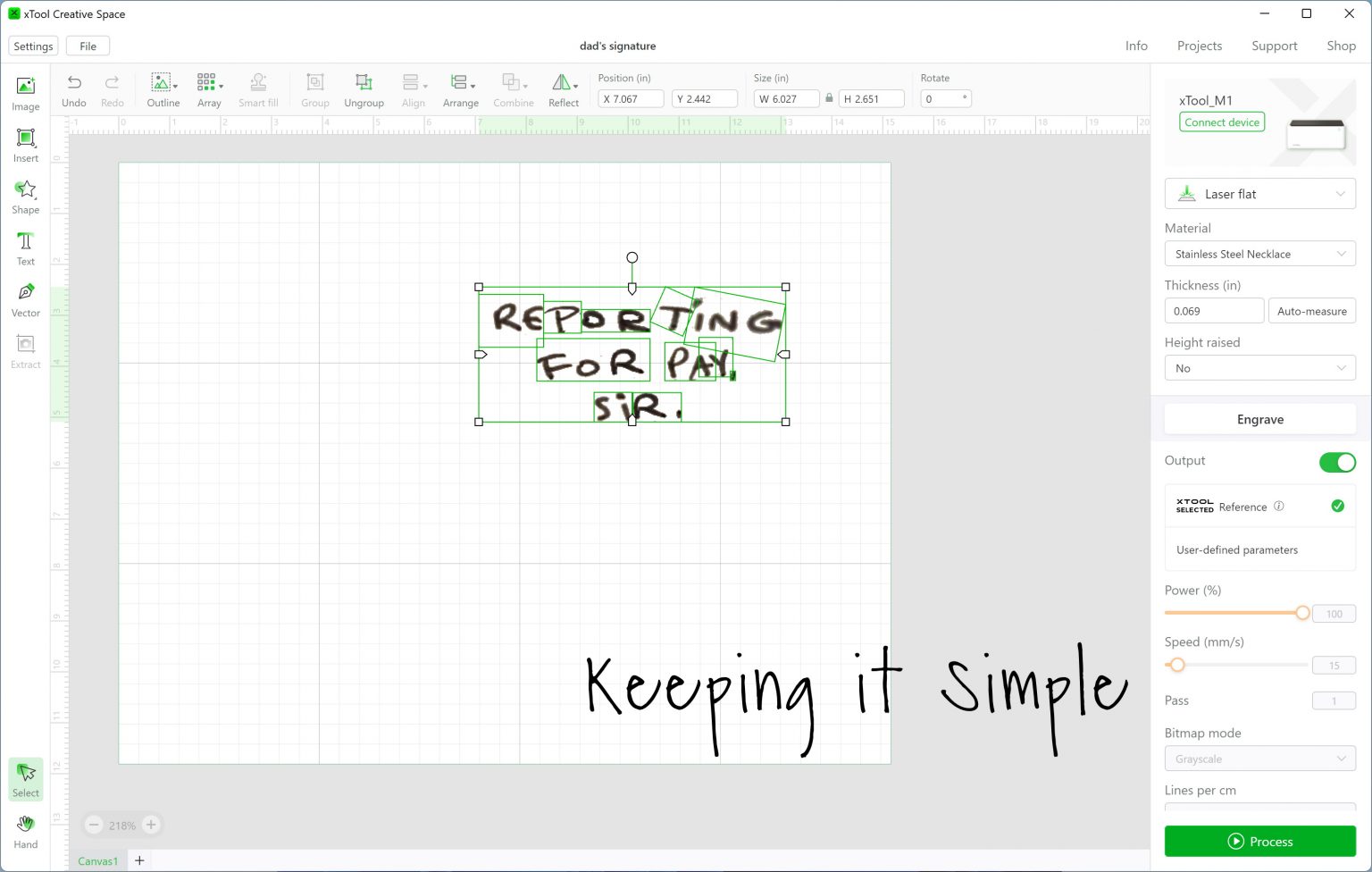 How to Engrave Handwriting onto Metal with a xTool - Keeping it Simple