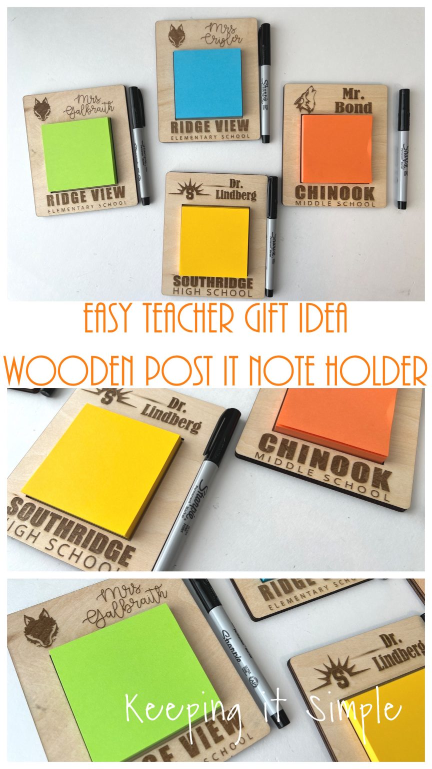 Easy Teacher Gift Idea- Wooden Post It Note Holder Made with xTool ...